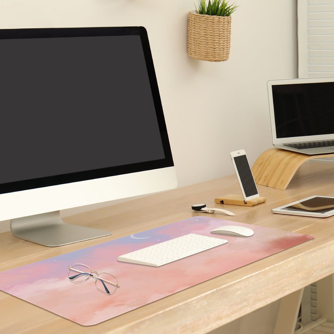 Colorful Cloud Desk Mat, Moon and Cloud Mouse Pad, Sky Keyboard Pad ...