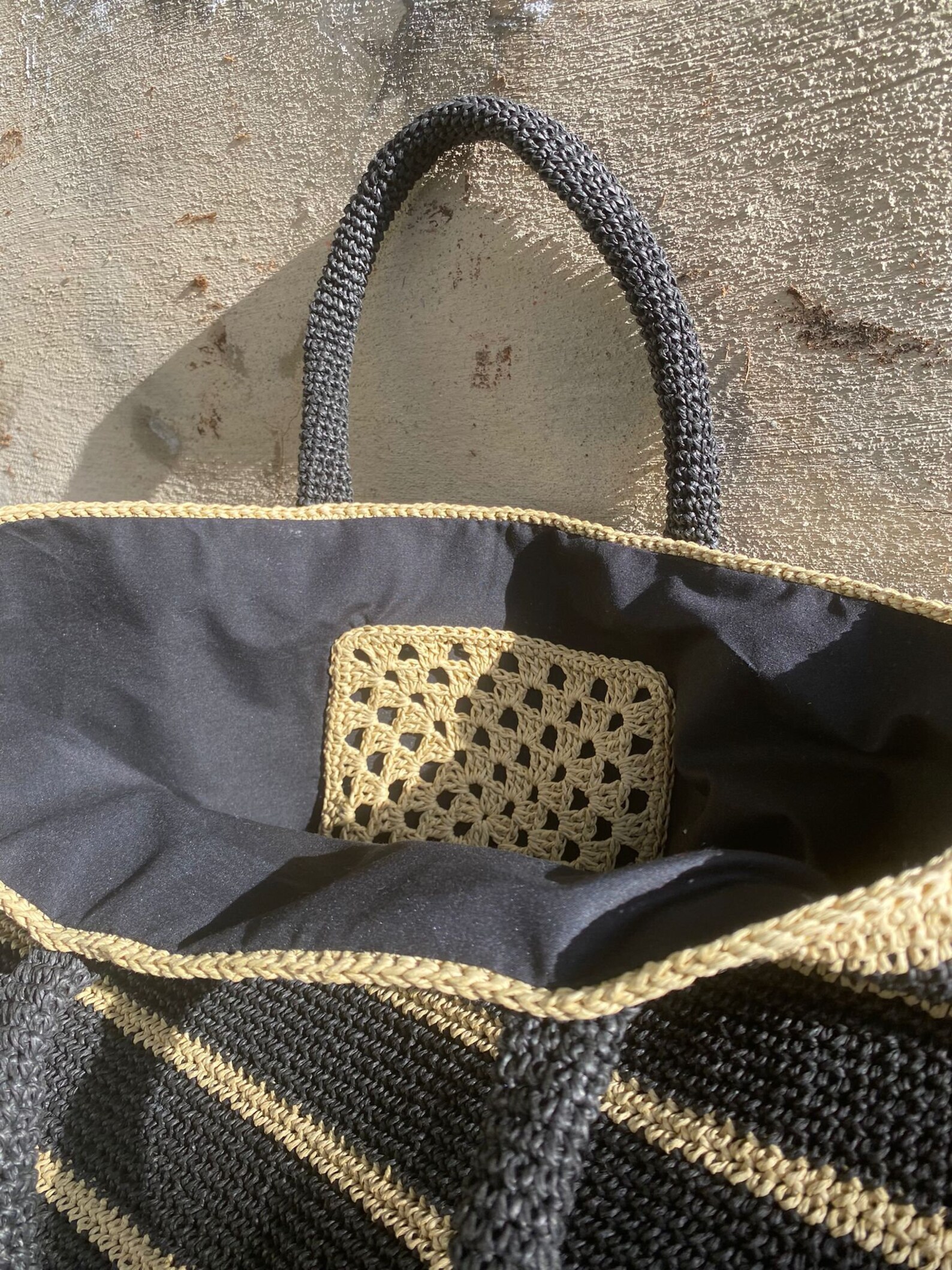 Handmade Knitted Paper Yarn Tote Bag: Lined Crochet Shoulder Bag - Etsy