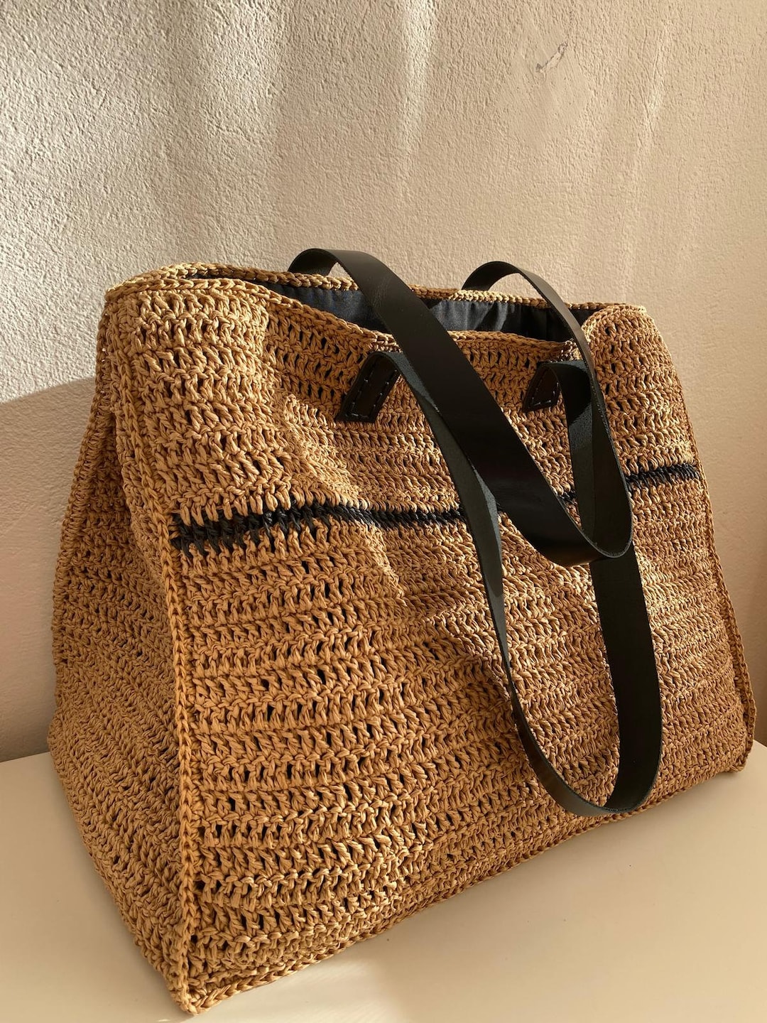 Knitted Paper Yarn Bag: Handmade Crochet Summer Tote - Etsy