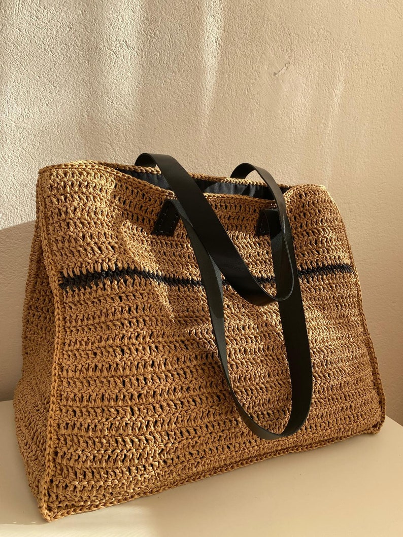 Knitted Paper Yarn Bag: Handmade Crochet Summer Tote - Etsy