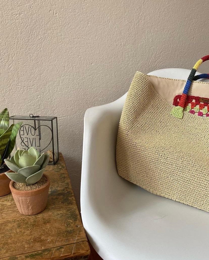 Knitted Paper Yarn Bag Crochet Paper Rope Summer Casual Shoulder ...