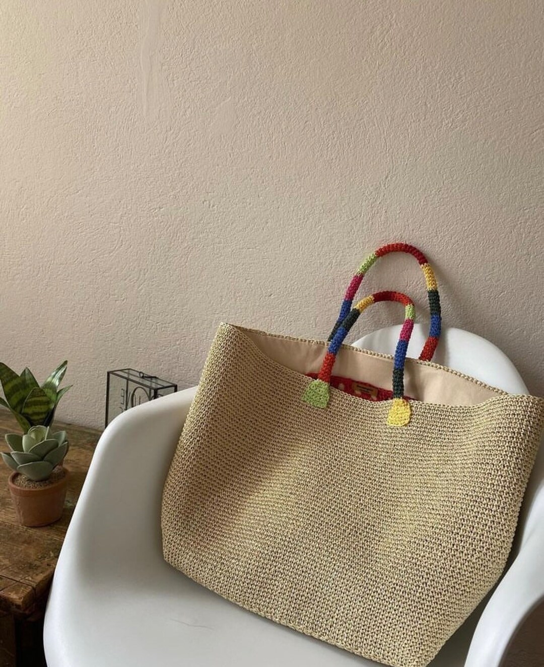 Knitted Paper Yarn Bag Crochet Paper Rope Summer Casual Shoulder ...