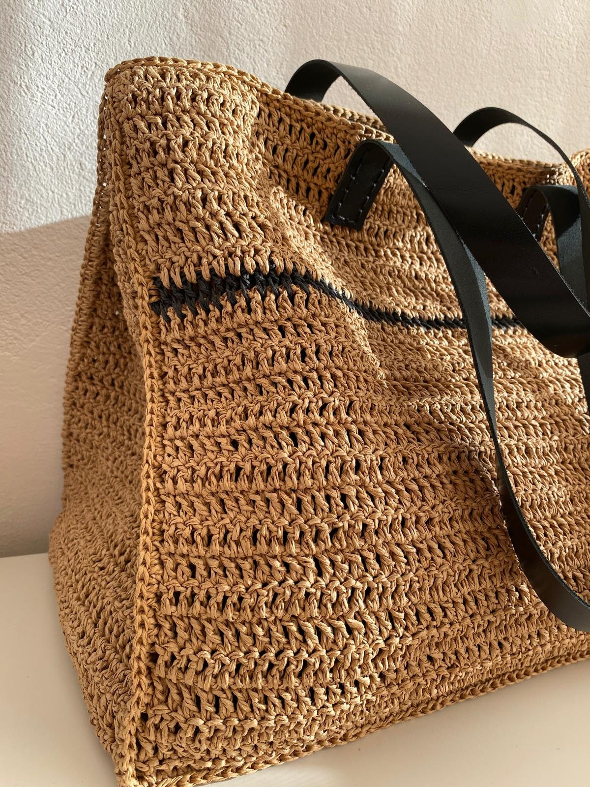 Sale-knitted Paper Yarn Bag Crochet Rope Summer Casual Knitted Bag ...