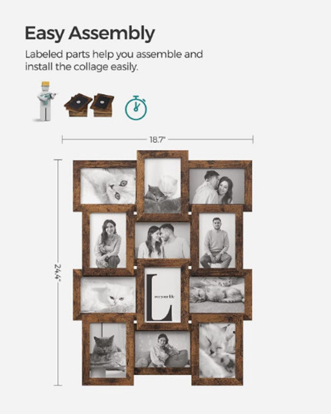 Wooden Photo Collage Frame 4x6 Collage Frame Collage - Etsy