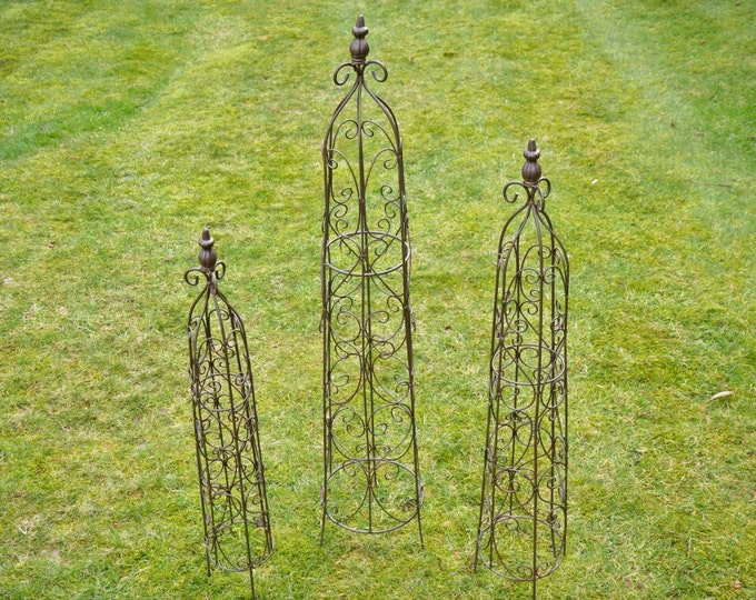 Garden Obelisk Climbing Metal Support Plants Vines Flower Roses Steel ...