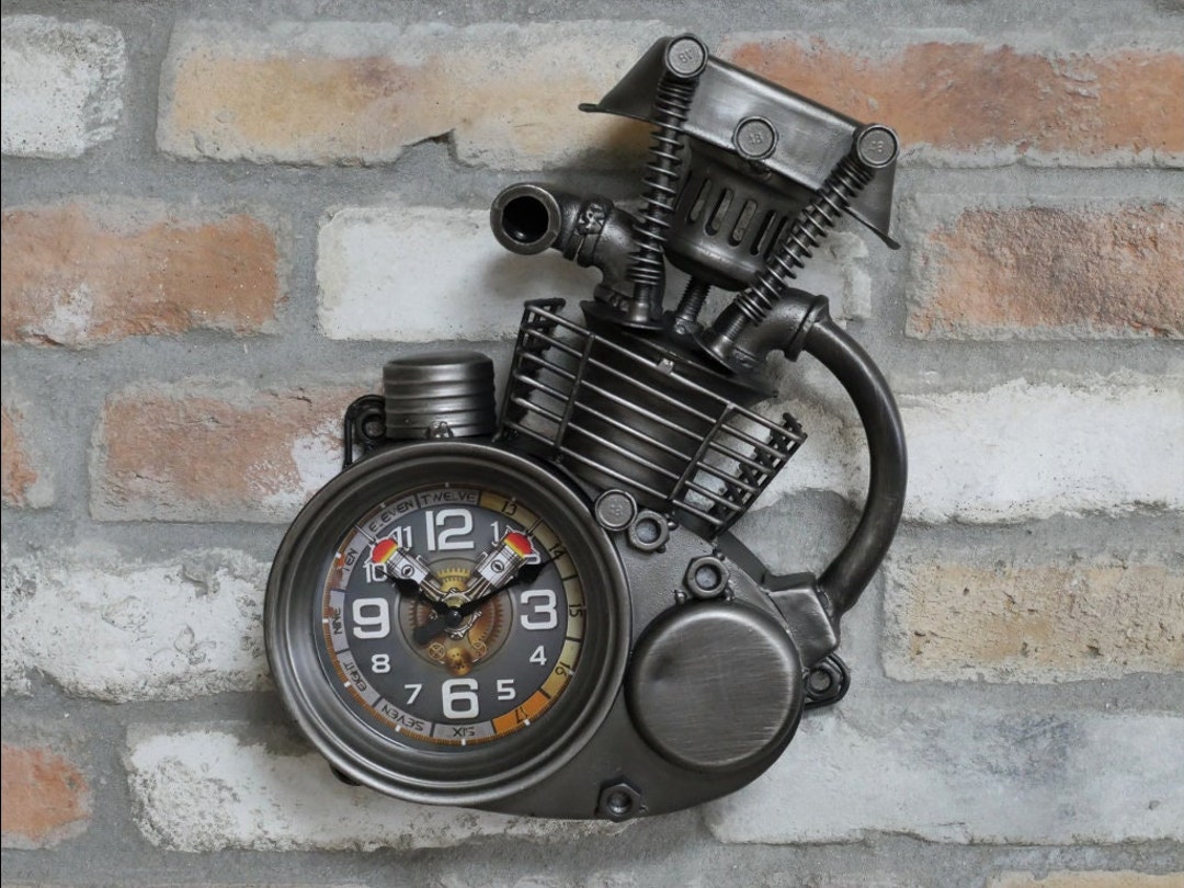 Industrial Steampunk Wall-mounted Engine Clock for Garage, Man Cave ...