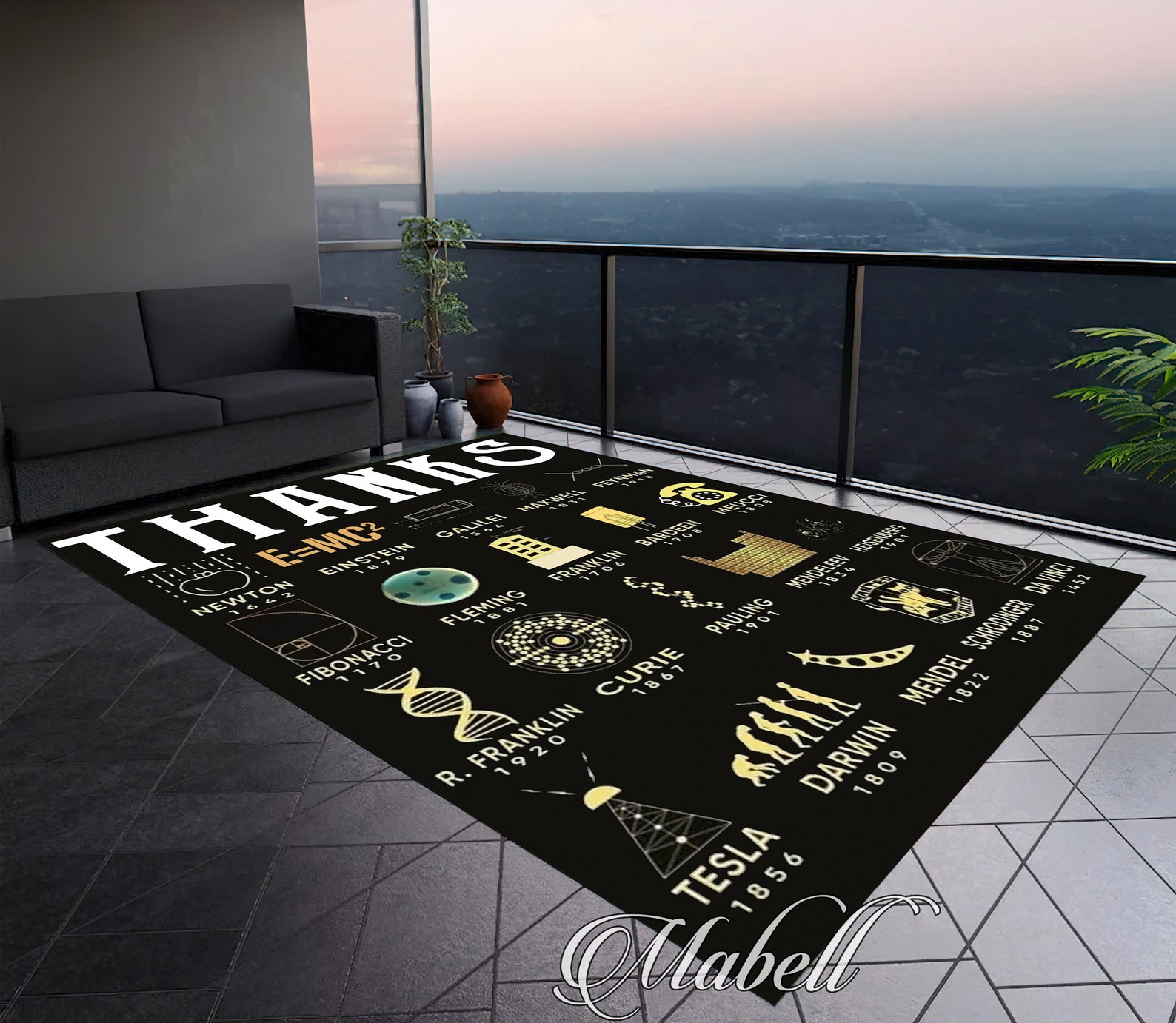 Science Rug, Inventors Inventions Themed Nonslip Area Rug, Science ...