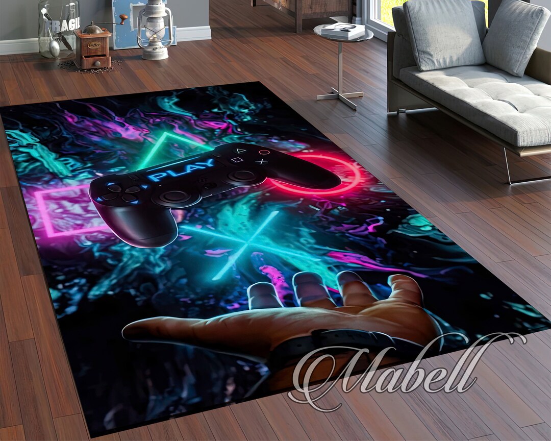 Joystick Rug, Gamer Room Rug, Gamer Room Decor, Nonslip Area Rug, Teen ...