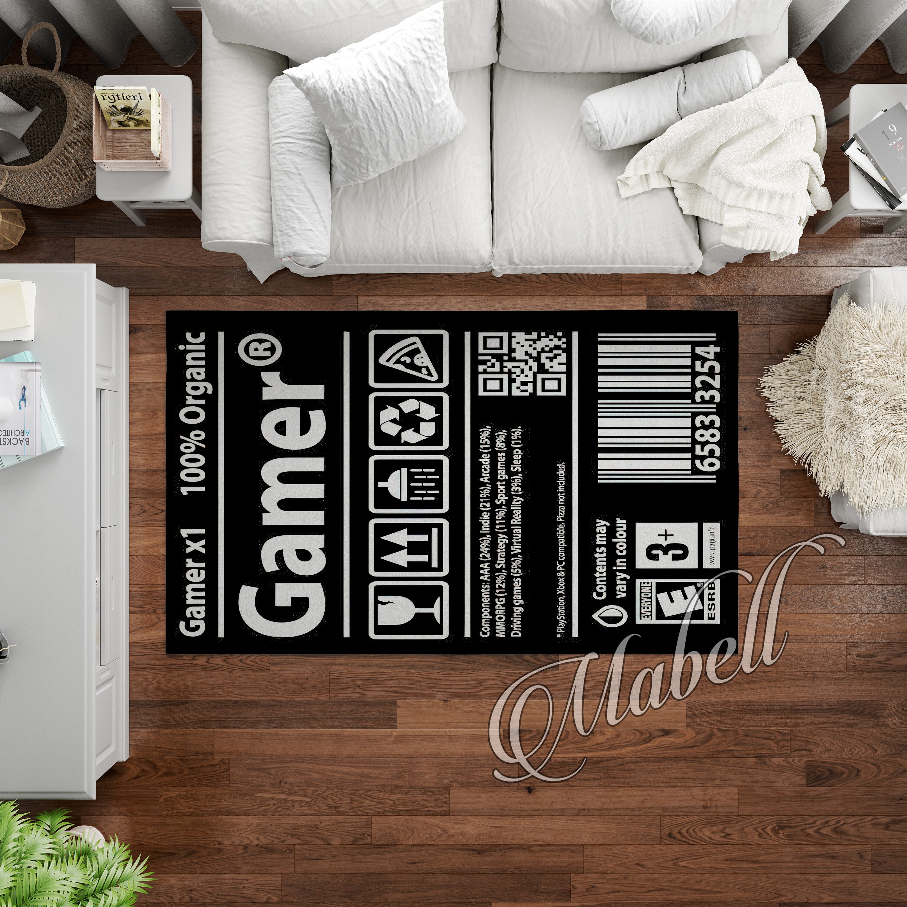 Gamer Ticket Rug Gamer Room Rug Gamer Gift Nonslip Area - Etsy
