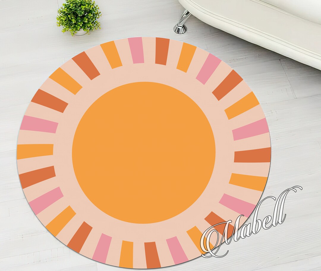 Sun Rug, Sun Design Themed Nonslip Area Rug, Cute Rug, Round Rug, Cool ...