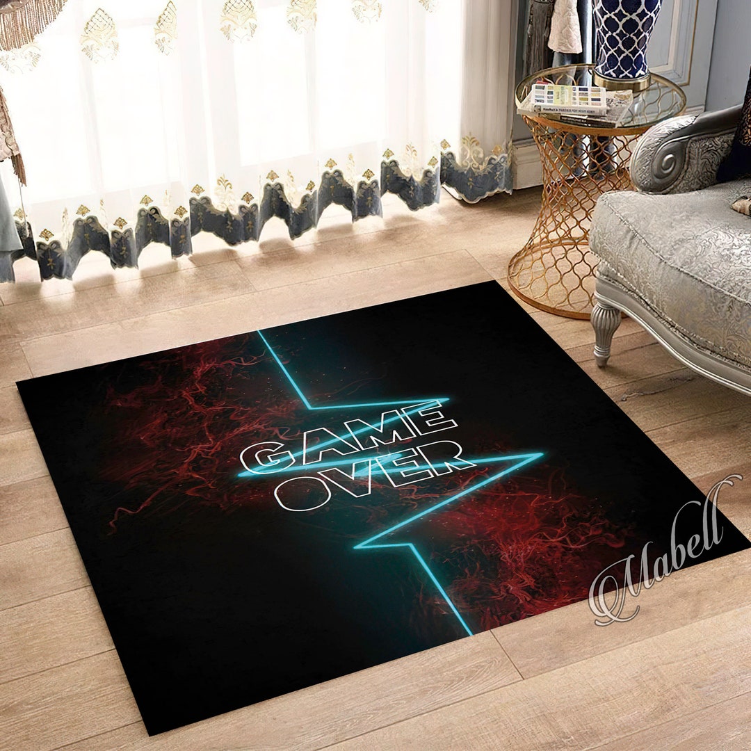 Game Over Themed Nonslip Area Carpet, Gamer Room Rug, Gamer Rug, Gamer ...