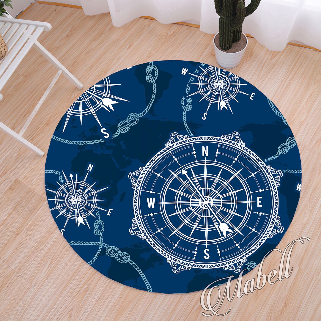 Marine Rug, Nostalgic Compass World Map Themed Nonslip Area Rug,cute ...