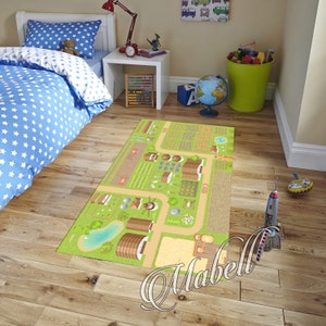 Farm Rug, Kids Room Rug, Farm Roads and Fields Vegetable Themed Nonslip ...