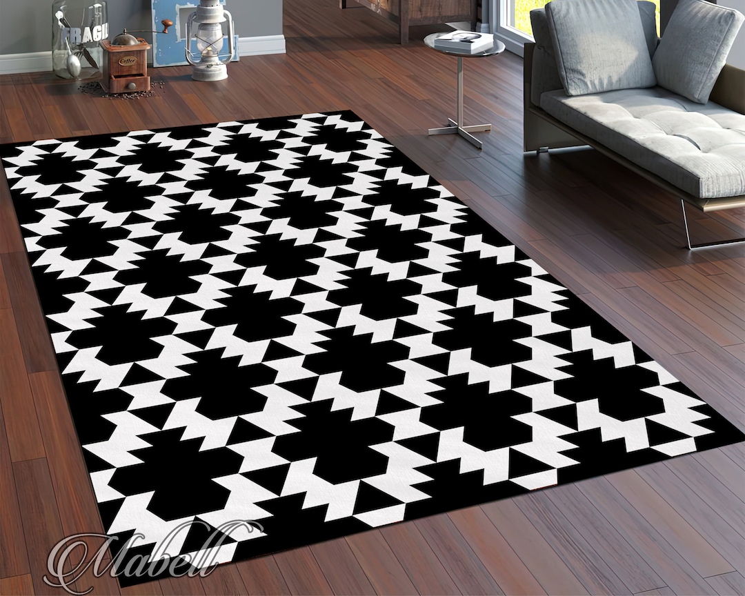 Geometric Rug, Triangular Shapes Polygons Pattern Nonslip Area Rug ...