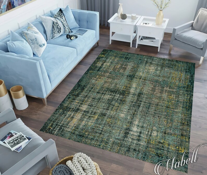 Grunge Rug Green Grunge Worn Style Pattern Nonslip Area Rug - Etsy