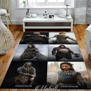 Video Game Rug, God of War Ragnarok Characters Themed Nonslip Area Rug ...