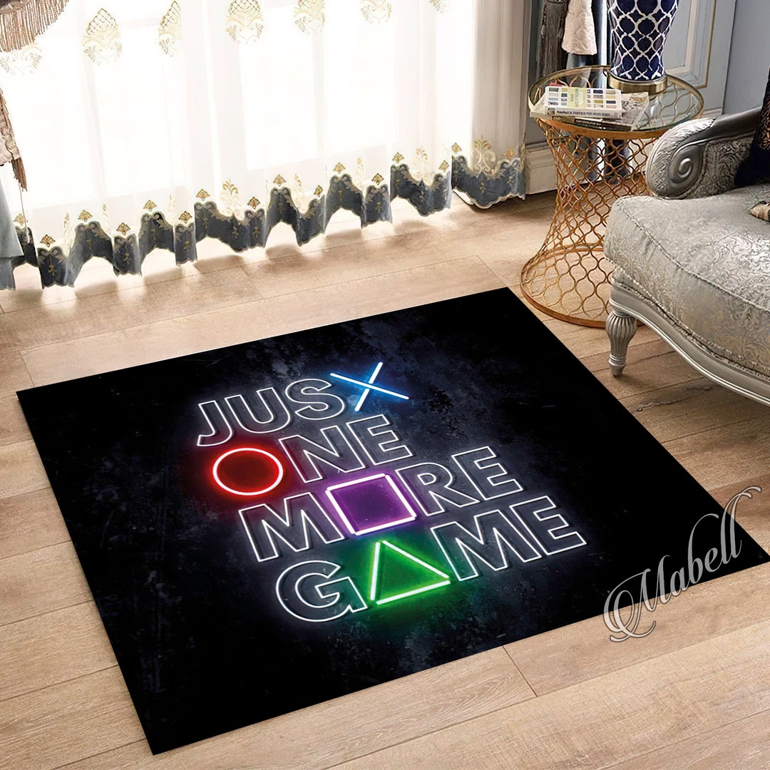 Gamer Room Rug, Just One More Game Patterned Nonslip Area Carpet, Gamer ...