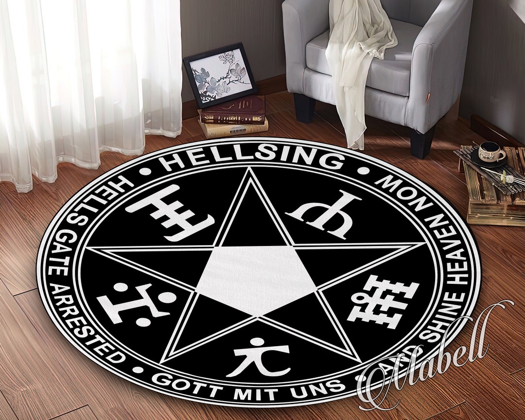Solomon Round Rug, Seal of Solomon Themed Nonslip Area Rug, Design Rug ...