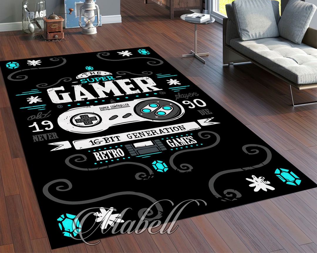 Gamer Rug, Super Gamer Room Rug, Gamer Gift, Nonslip Area Rug, Living ...