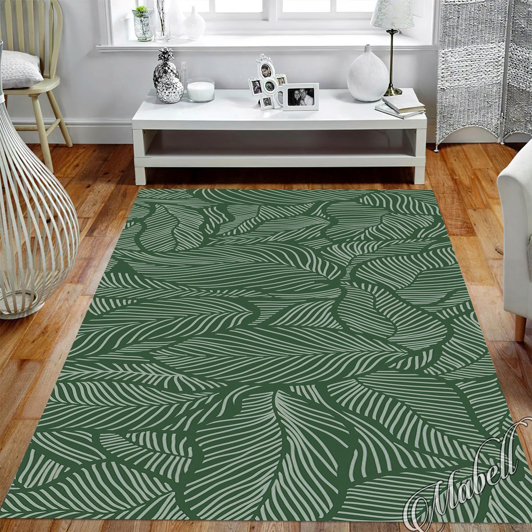 Leaf Rug Green Leaves Themed Nonslip Area Rug Monstera Leaves Design ...