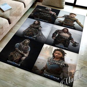 Video Game Rug, God of War Ragnarok Characters Themed Nonslip Area Rug ...