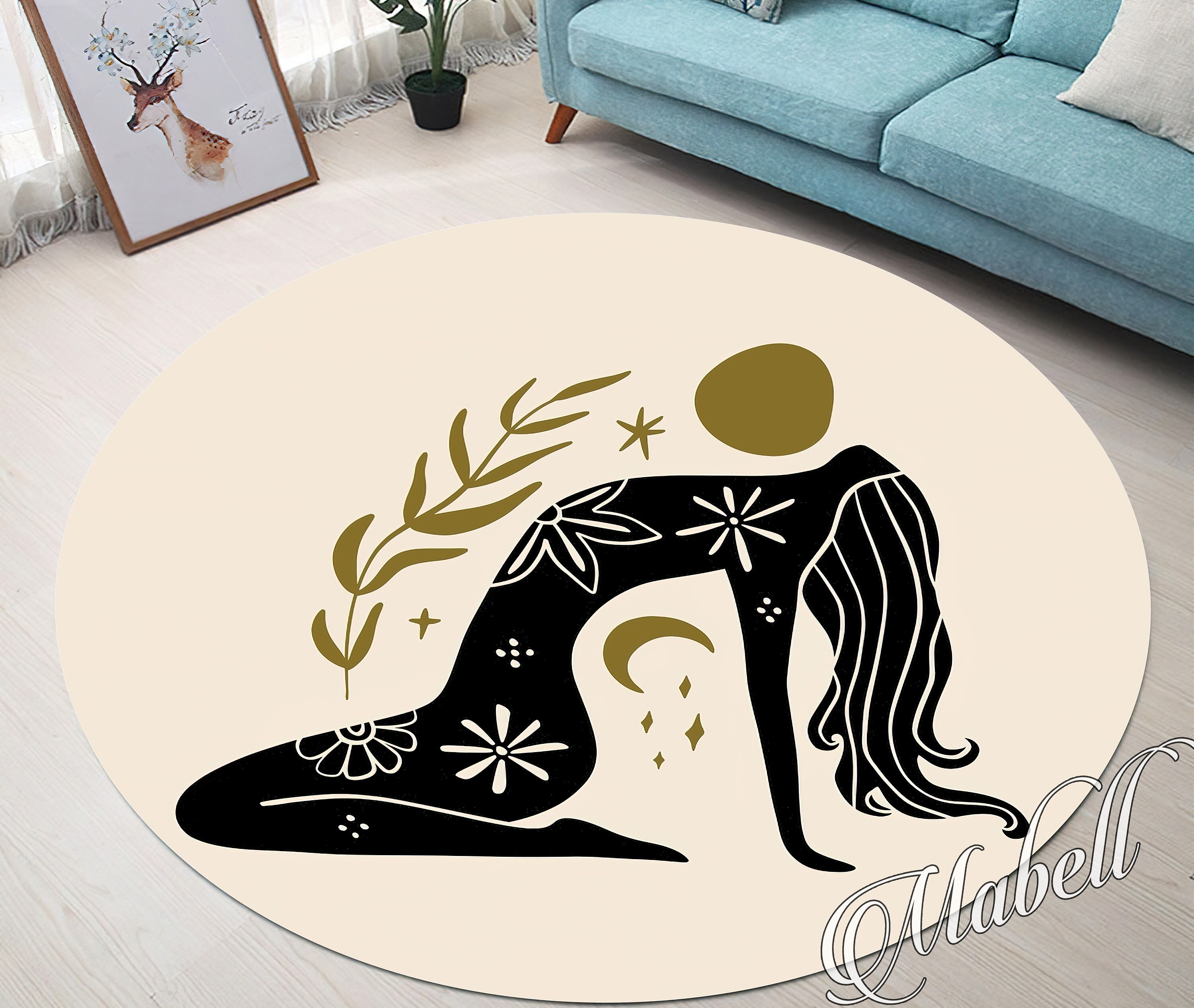 Goddess Rug Divine Goddess Vector Round Nonslip Area Rug - Etsy