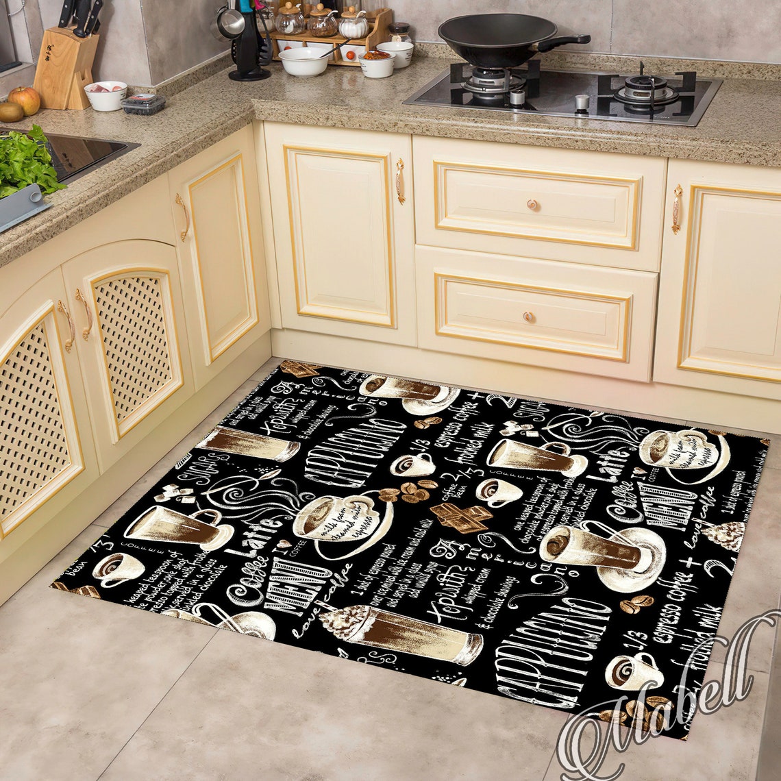 Cappuccino Coffee Rug, Cappuccino Coffee Themed Nonslip Area Rug ...
