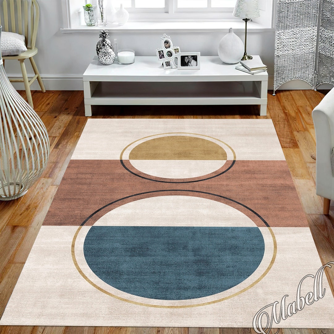 Geometric Rug, Modern Simple Circle Pattern Nonslip Area Rug, Modern ...