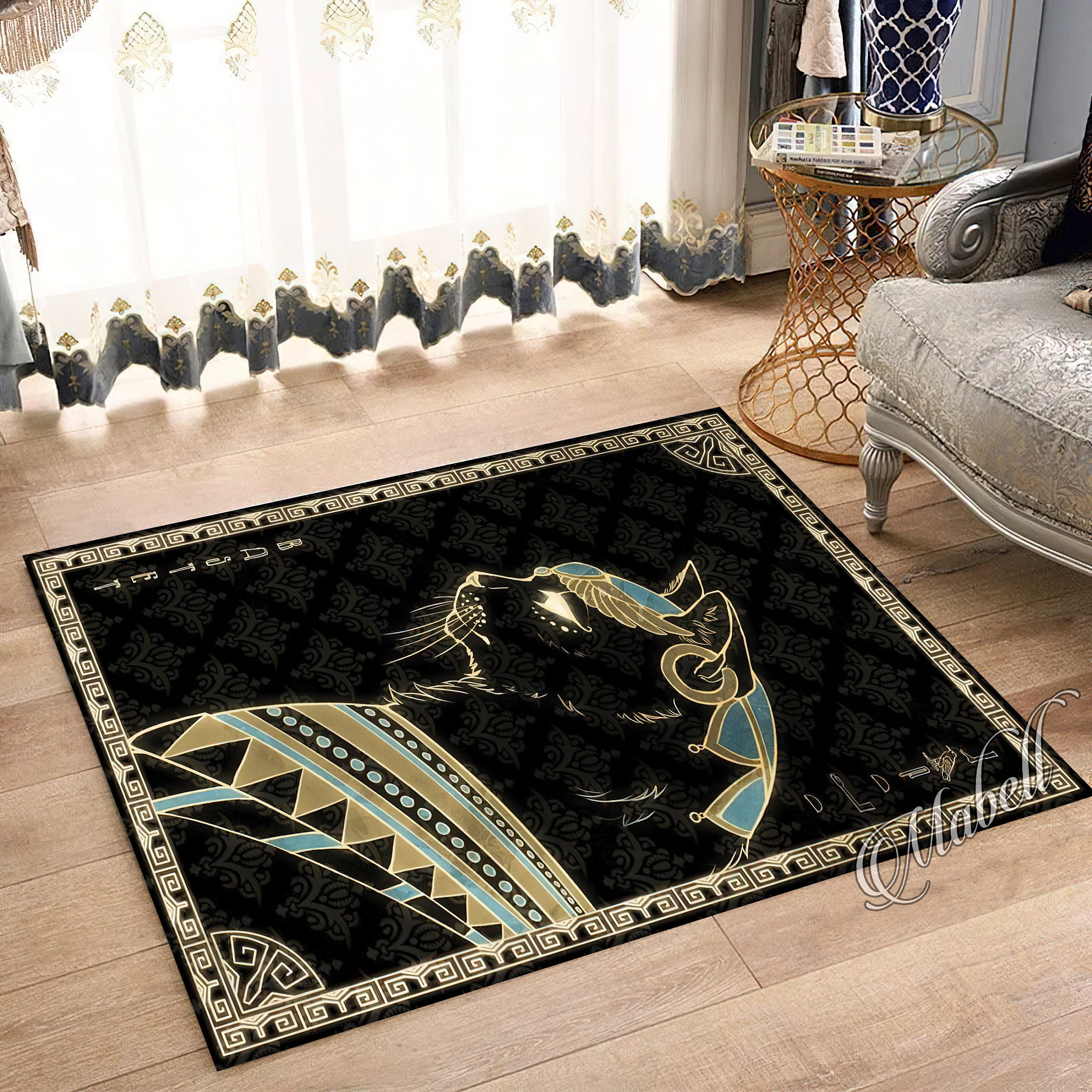 Bastet Rug, Ancient Egypt Goddes Cards Nonslip Area Rug, Ancient Egypt ...