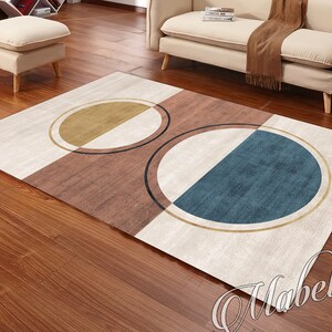 Geometric Rug, Modern Simple Circle Pattern Nonslip Area Rug, Modern ...