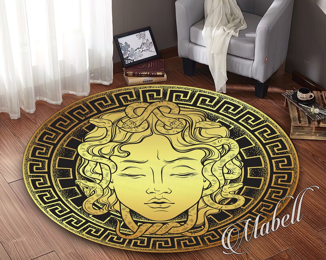 Mythology Round Rug, Medusa Themed Nonslip Area Rug, Egypt Rug, Design ...