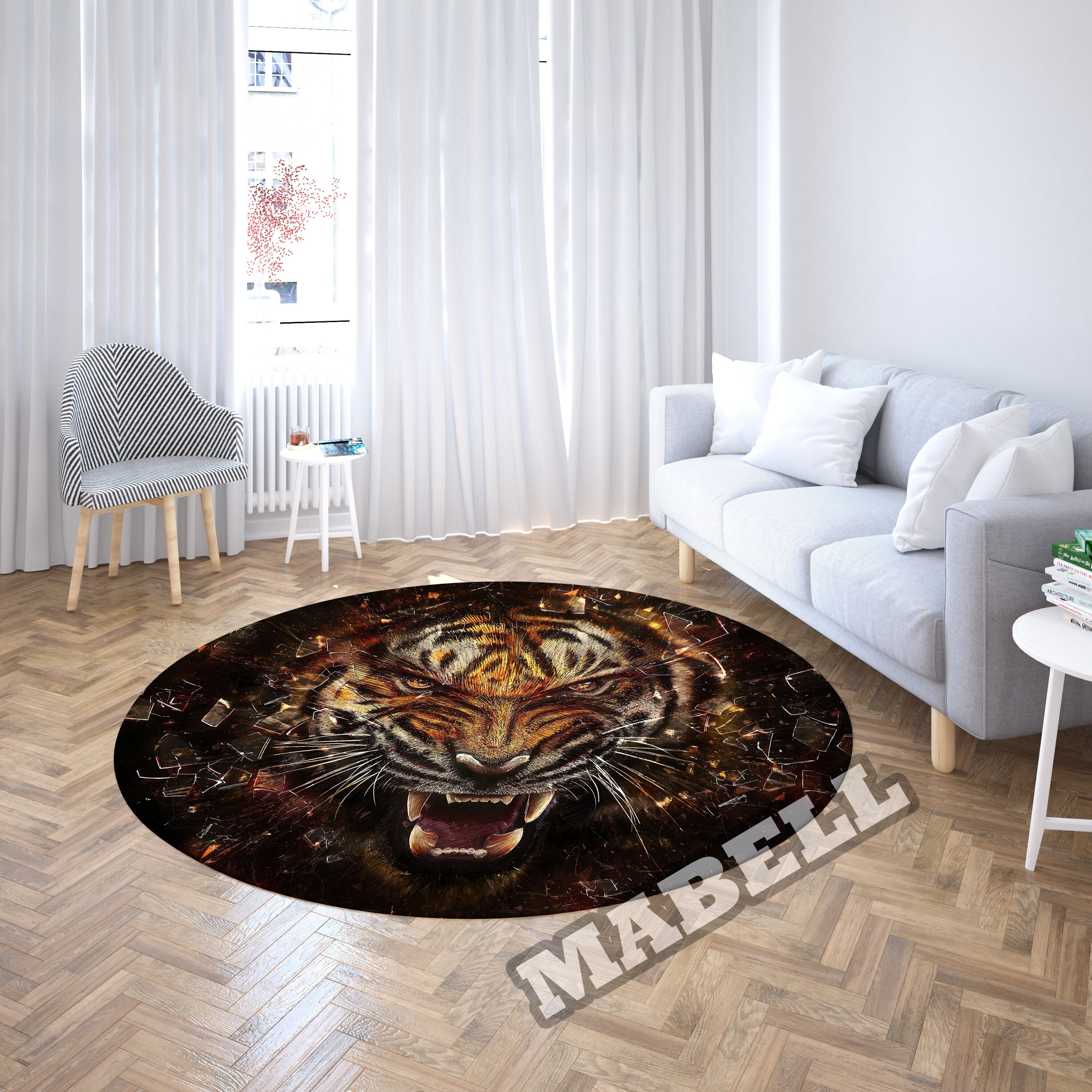 Tiger Rug Angry Tiger Themed Nonslip Area Rug Animal Rug - Etsy