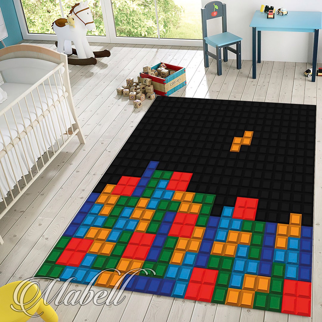 Tetris Game Themed Nonslip Area Carpet, Gamer Room Rug, Gamer Rug ...