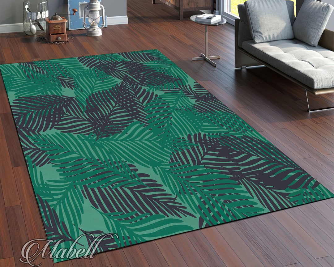 Leaf Rug Green Leaves Themed Nonslip Area Rug Monstera Leaves Design ...