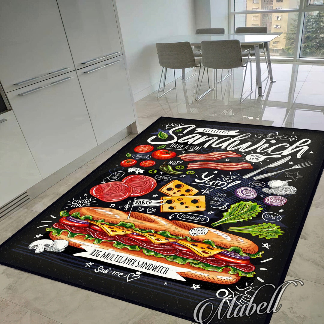 Mexican Foods Rug, Hot Foods Themed Nonslip Area Rug, Runner for ...