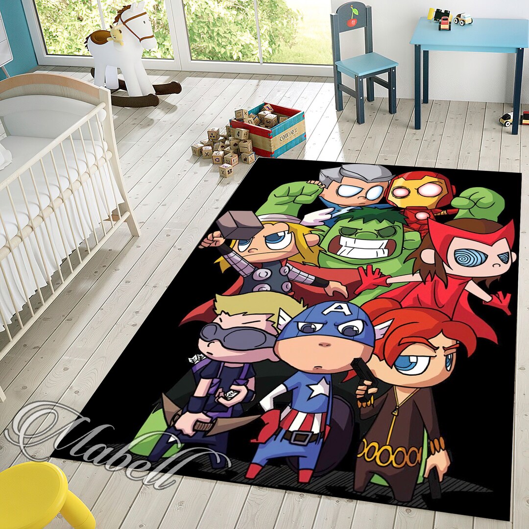 Tiny Superhero Rug, Tiny Superhero Art Themed Nonslip Area Rug, Kids ...