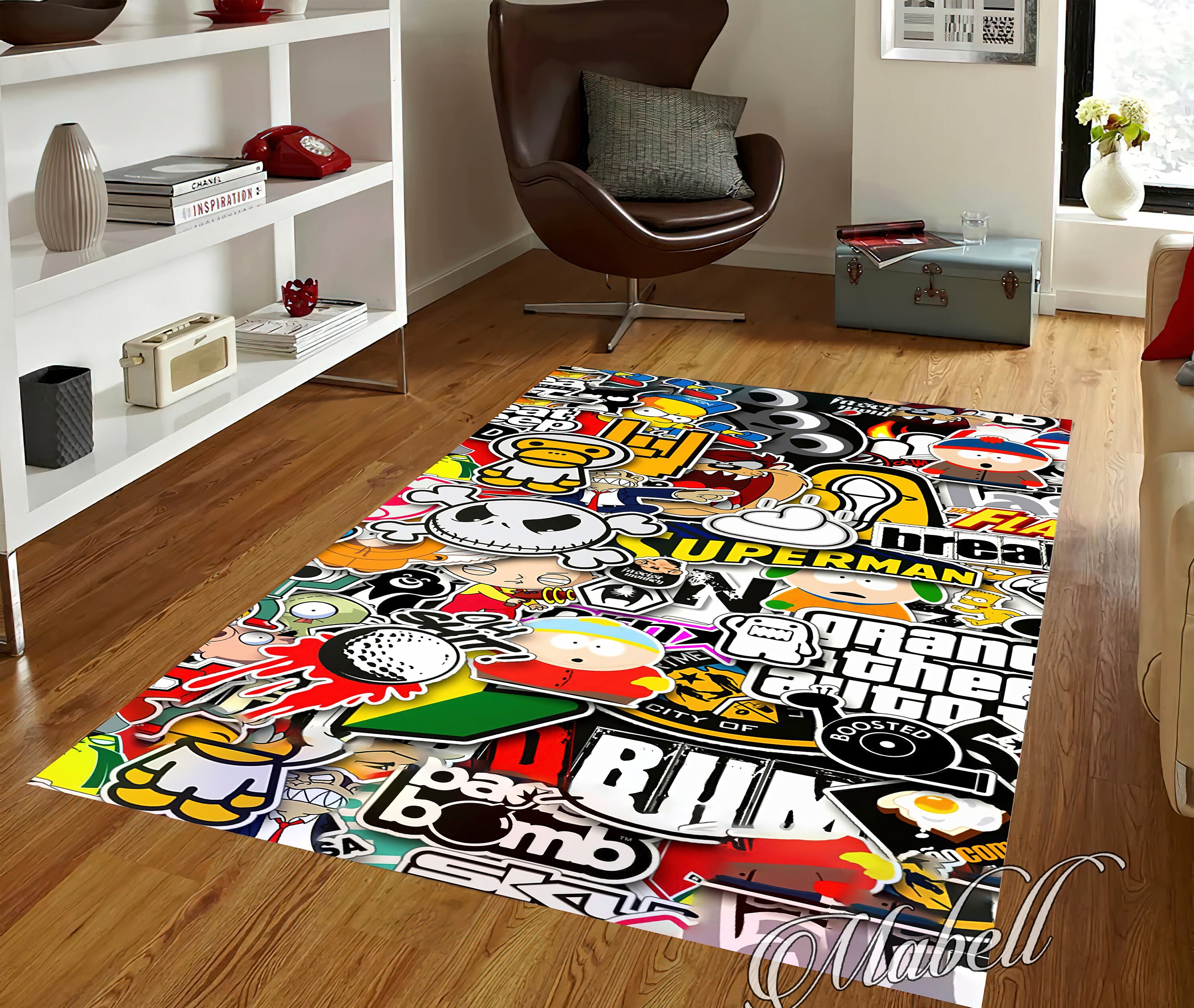 Cartoon Rug, Cartoon Games Logo Themed Non-slip Area Rug, Kids Room Rug ...