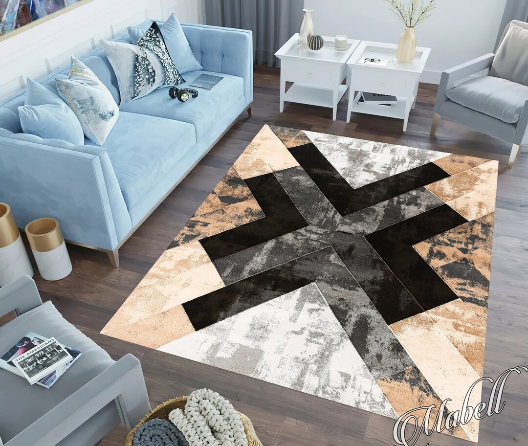 Geometry Rug, Vertical Geometry Pattern Nonslip Area Rug, Gray Beige ...