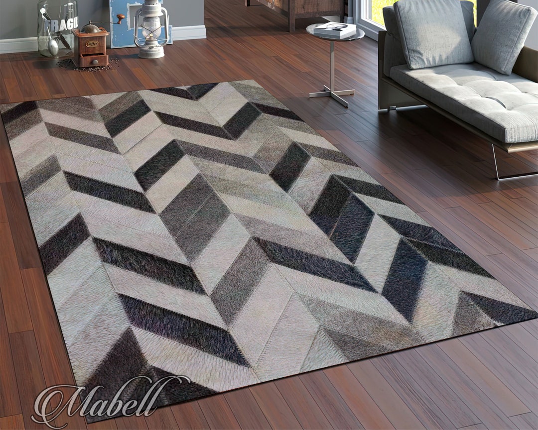 Herringbone Rug, Black Chevron Style Themed Nonslip Area Rug, Black ...