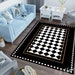 Checkered Rug, Black Border on Check Pattern Nonslip Area Rug, Black ...