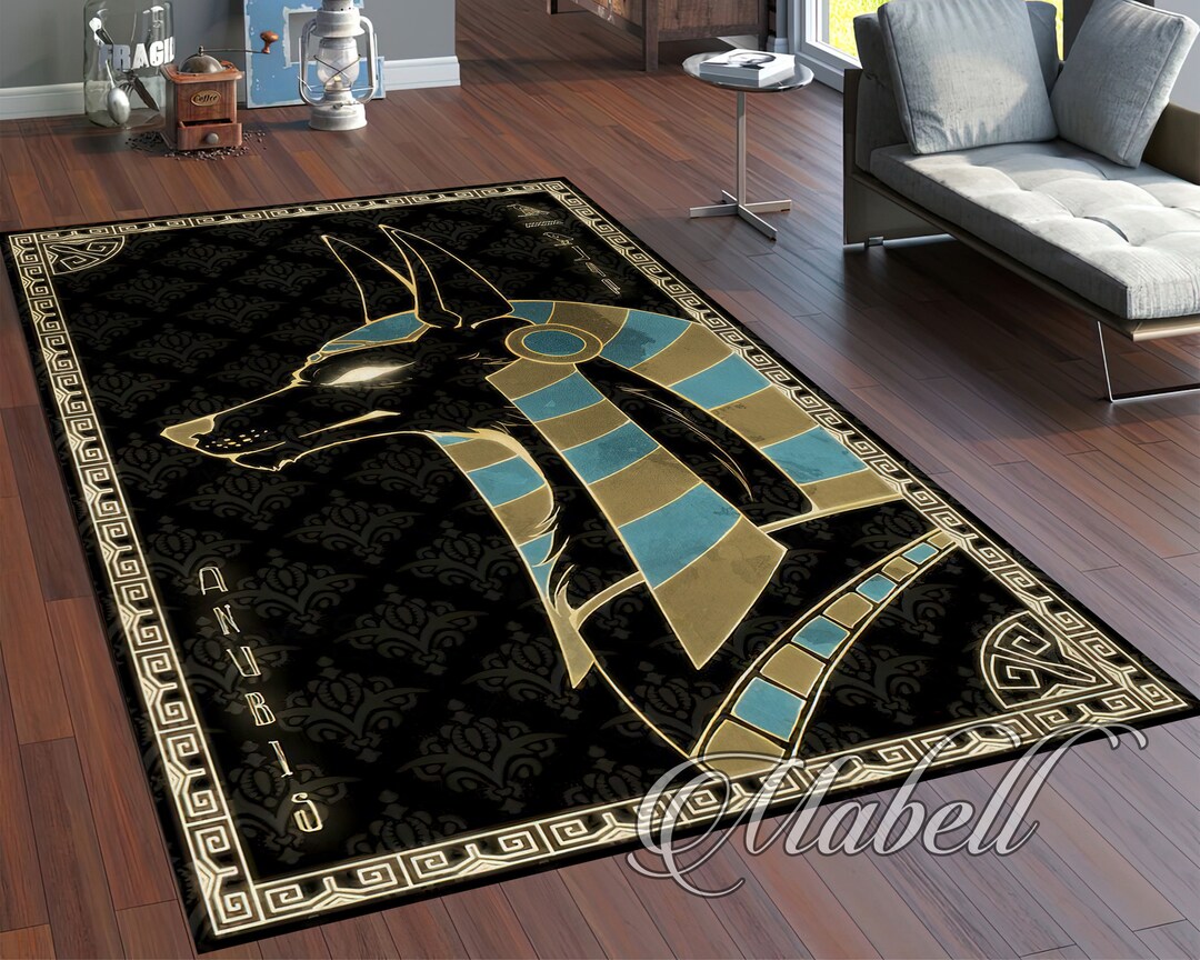 Anubis Rug, Anubis Card Themed Nonslip Rug, Ancient Egypt Mythology ...