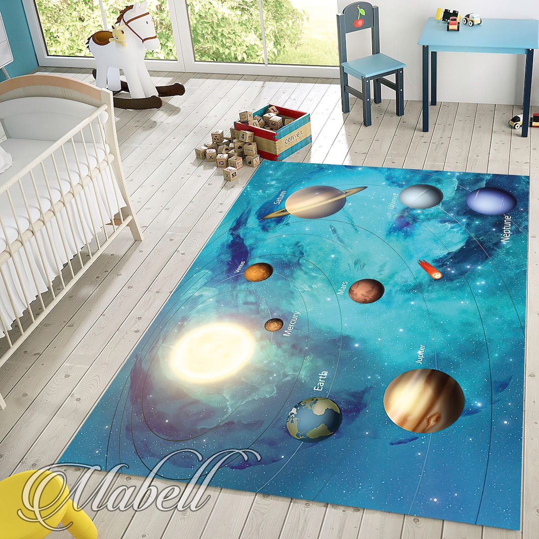 Sun and Planets Rug, Galaxy Rug, Kids Room Rug, Mercury, Venus, Earth ...