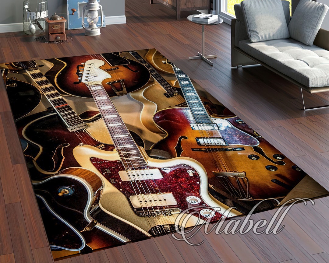Guitar Rug, Custom Guitar Rug, Guitar Player Gift, Nonslip Area Rug ...