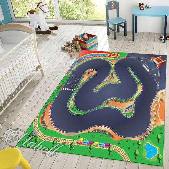 Car Race Nursery Rug Circuit Race Map Themed Nonslip Area Rug Playmat for Kids Room Gift for Children Toddler Rugs Activity Rug Etsy