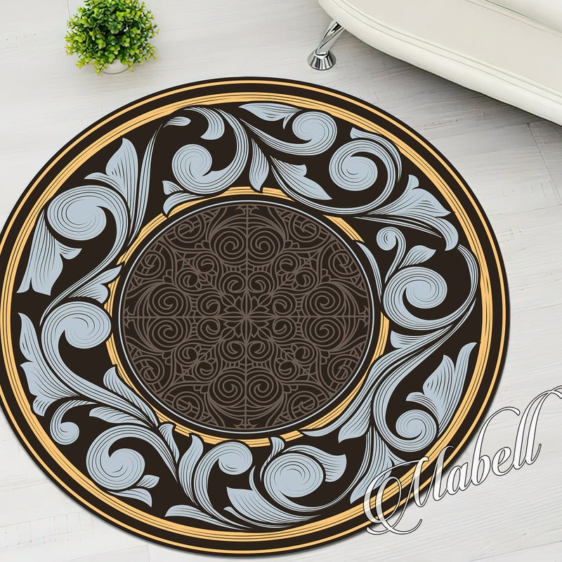 Blue Round Rug - Etsy