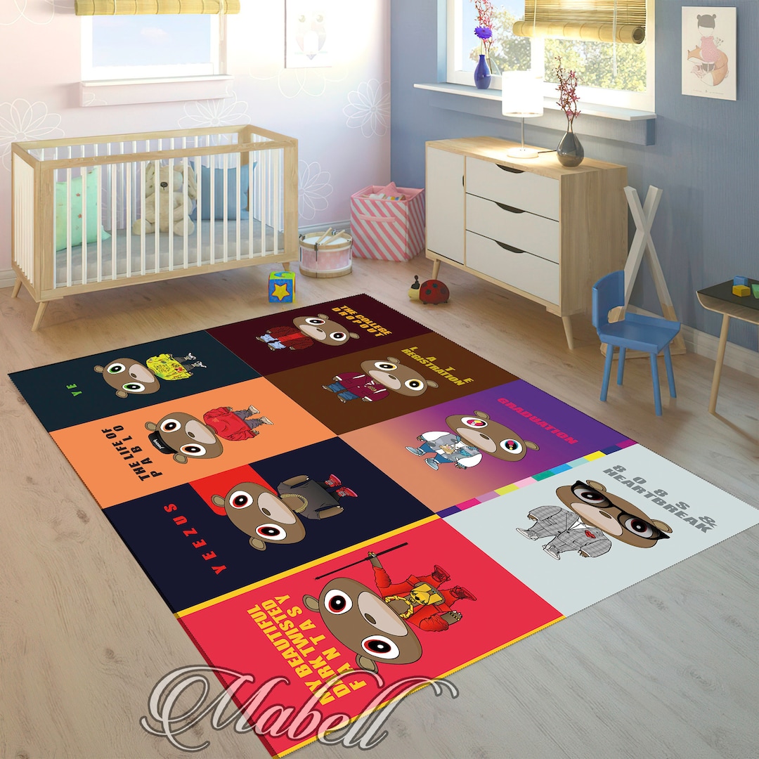 Sweet Rapper Bears Rug, Cartoon Hip Hop Bears Themed Nonslip Area Rug ...