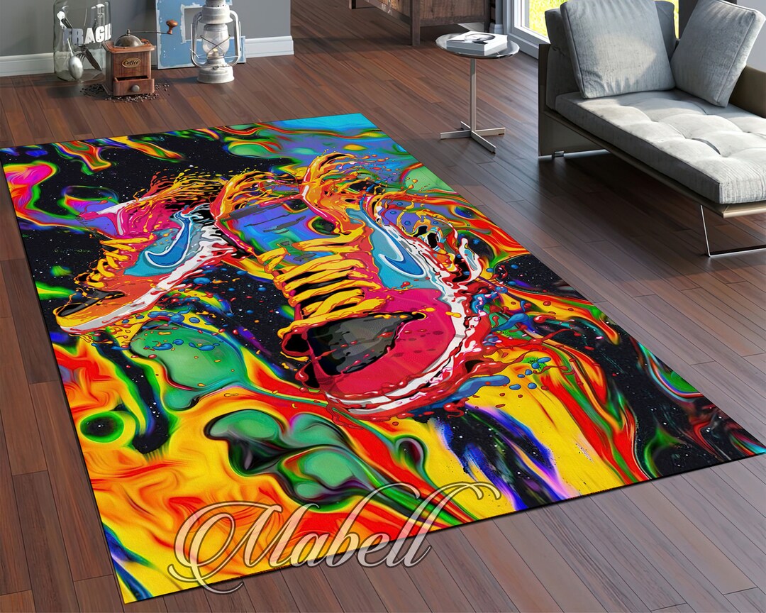 Sneaker Rug, Cool Sneaker Graffiti Themed Rug, Kids Room Rug, Living ...
