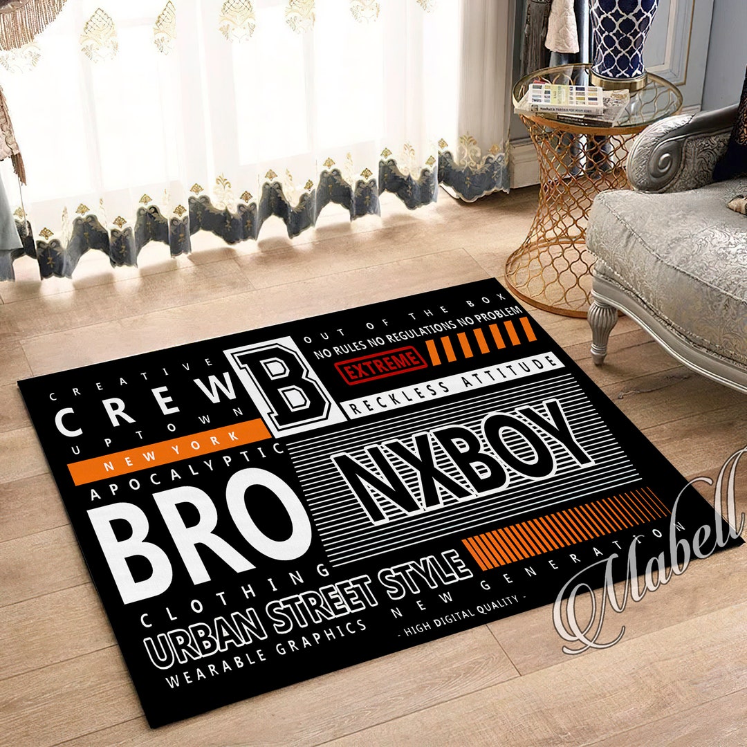 Typography Rug, Typography Ticket Design Themed Nonslip Area Rug ...