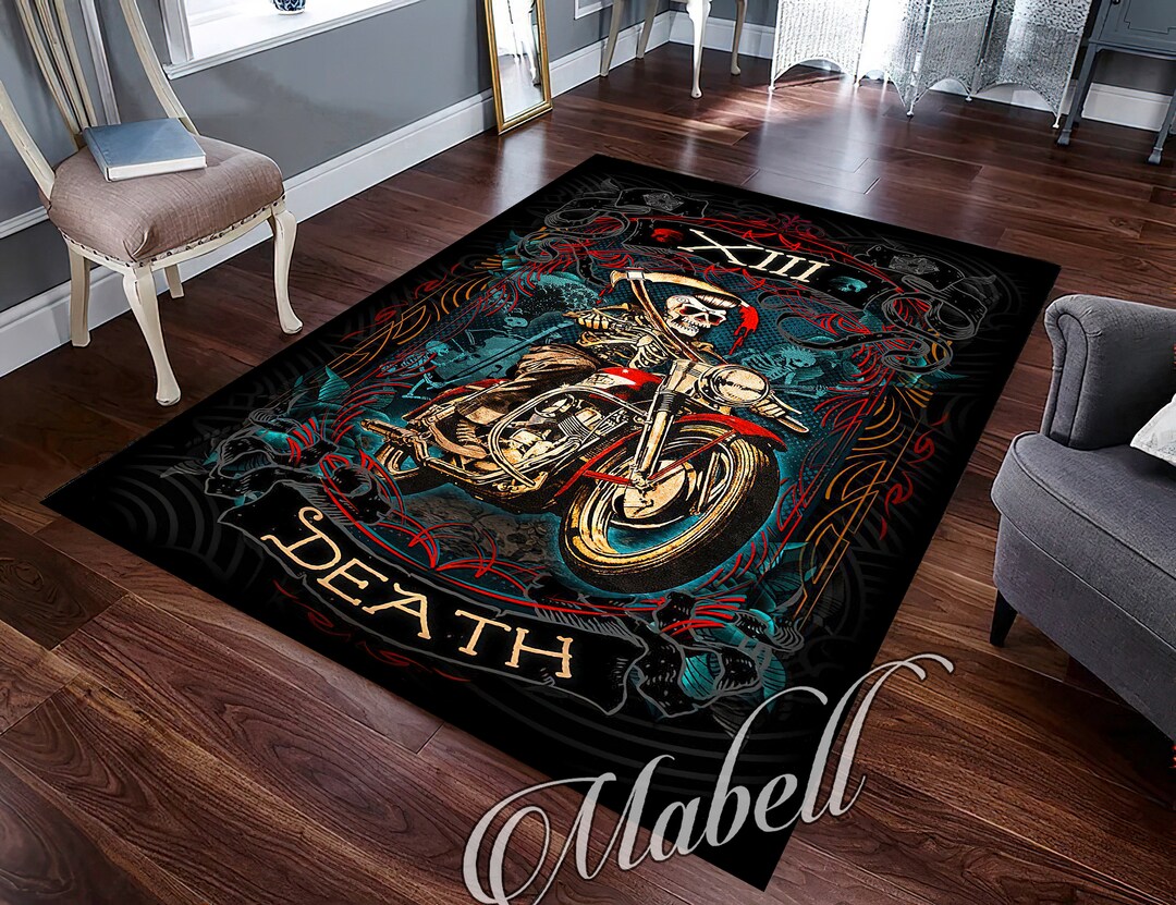 Skull Death Rug, Card of the Day Death Themed Nonslip Area Rug, Tarot ...