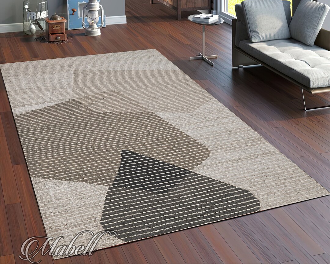 Boho Rug, Beige Bohemian Shaped Themed Nonslip Area Rug, Geometric ...